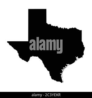 Texas, state of USA - solid black outline map of country area. Simple ...