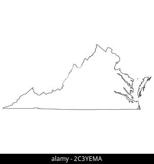 Virginia VA state Map USA with Capital City Star at Richmond. Black ...