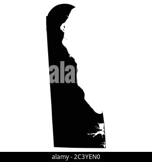 Delaware DE state Maps. Black silhouette and outline isolated on a ...