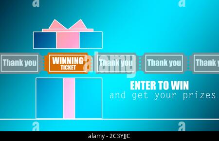 Prize box opening with to winning ticket selected Stock Photo - Alamy