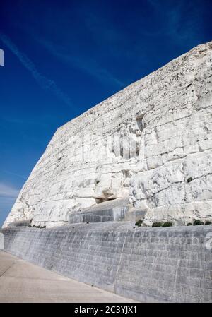 Beach promenade and chalk cliffs, Saltdean, East Sussex, England ...