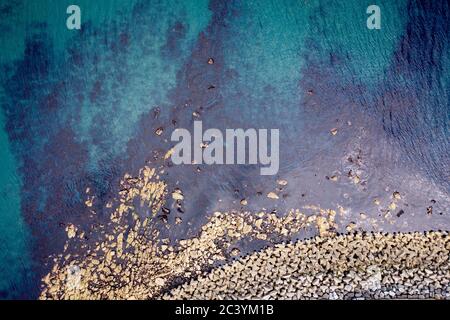 A top down aerial view of Scarborough's North bay showing the seabed ...