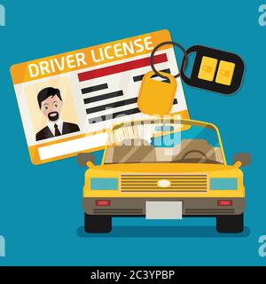 Car driver license identification with photo isolated on white ...