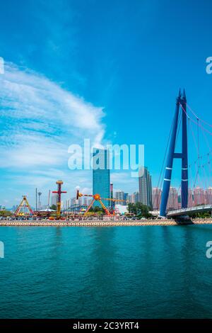 Xinghai Square and Cross-sea Bridge in Dalian, China Stock Photo - Alamy