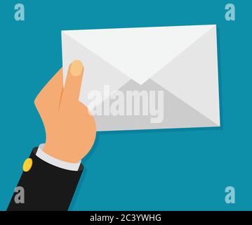 White envelope letter with counter notification, postman hand, concept ...