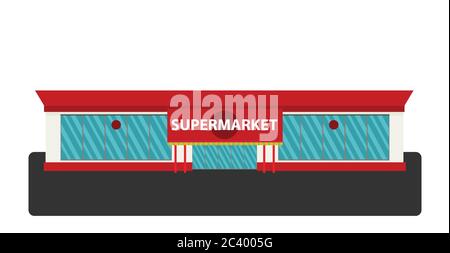 Supermarket building facade, flat vector illustration Stock Vector ...
