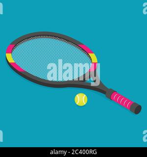 Isometric vector tennis racket icon sign isolated on white background ...