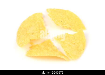 Broken potato chips isolated on white background. High resolution photo ...