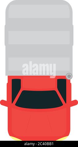 Truck top view traffic transportation vector icon. Cargo lorry above ...