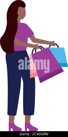 woman avatar with bags design of Shopping commerce and market theme ...