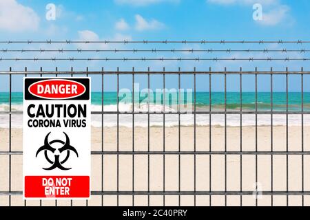 An illustration of a metal "CLOSED DUE TO COVID-19" sign on a yellow ...