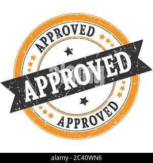 APPROVED orange black stamp Stock Photo - Alamy