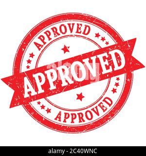 APPROVED red round grungy stamp Stock Photo - Alamy