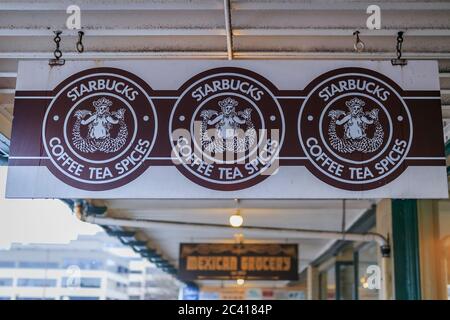 The very first Starbucks coffee shop which opened in 1971 in Seattle ...