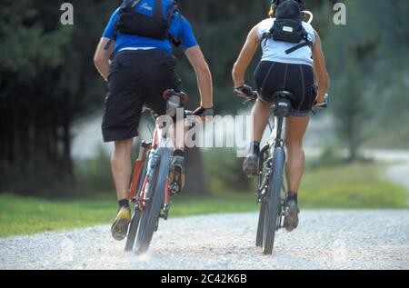 Mountain bikers (cut, rear view) - mountain biking Stock Photo - Alamy
