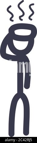 Stickfigure with fever fill style icon design of Medical care and covid ...