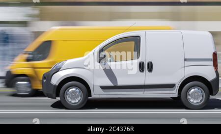Mini Van in Motion 3D Rendering Stock Photo - Alamy