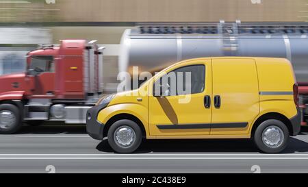 Mini Van in Motion 3D Rendering Stock Photo - Alamy
