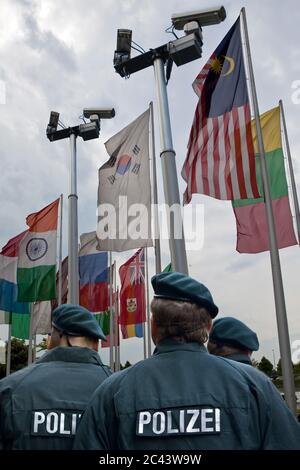 Small national flags of the Germany on a black background Stock Photo ...