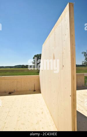 Shell of a wooden prefabricated house Stock Photo - Alamy