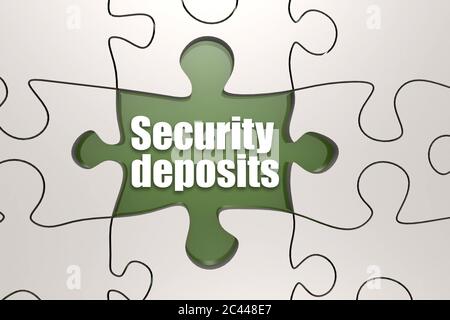 Security deposit word on jigsaw puzzle, 3D rendering Stock Photo - Alamy