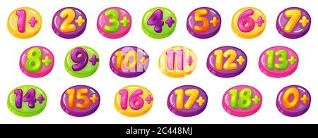 Vector cartoon kids figures. Set of color numbers. Counting, learn the ...