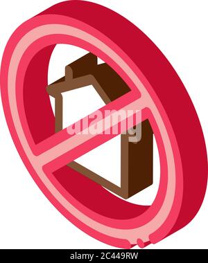 house crossed out sign icon vector outline illustration Stock Vector ...