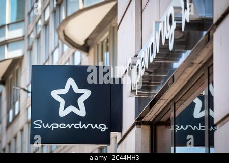 LONDON- JUNE, 2020: Superdrug logo. A large high street chemist and ...