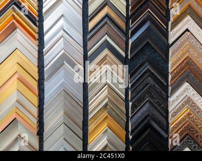 Picture frames and corner samples art craft material Stock Photo - Alamy