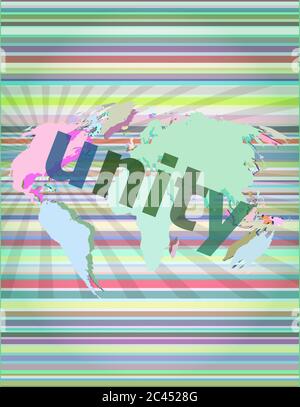 unity text on digital touch screen - business concept Stock Photo - Alamy