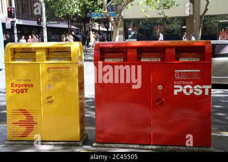 An Australia Post post box outside the QVB post office on Market Street ...