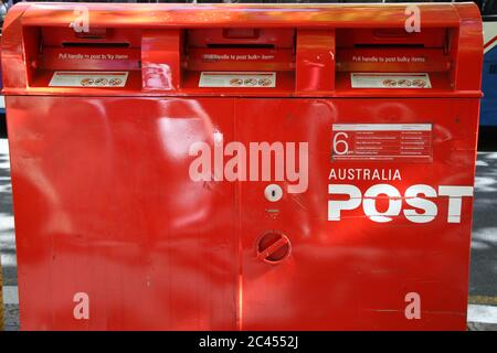 An Australia Post post box outside the QVB post office on Market Street ...