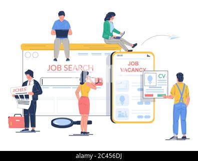 Cv phone icon flat vector. Internet work. Looking agency isolated Stock ...