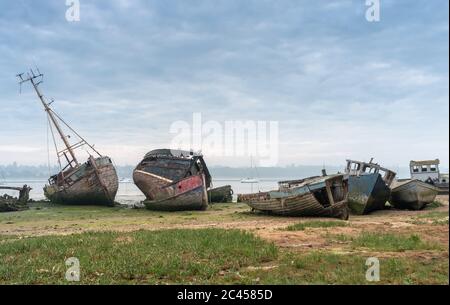 Views of boat wrecks at Pin Mill on the River Orwell just outside ...
