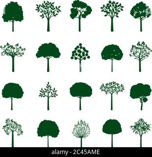 Trees line icons collection. Forest, Woodland, Grove, Orchard ...