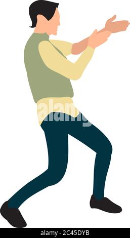 the guy is dancing, without a face, in a flat style, on a white ...