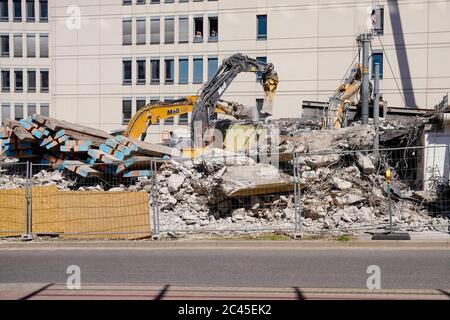 Demolition of a high-rise building. The collapse of a residential ...