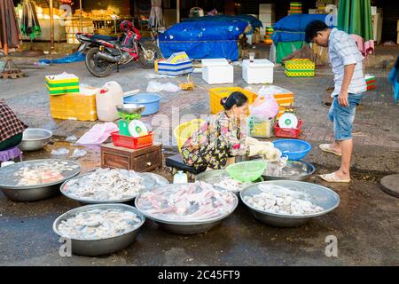 BaRia, Vietnam - February 2020 : Afternoon fish market Cho Ba Ria ...