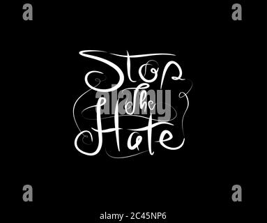Hate lettering text on white background in vector illustration Stock ...