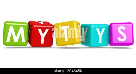 Colorful cube with myths word Stock Photo - Alamy