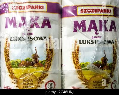 Packets of Polish T550 wheat flour Maka Stock Photo - Alamy