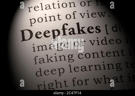 Fake Dictionary, Dictionary definition of word deepfakes Stock Photo ...