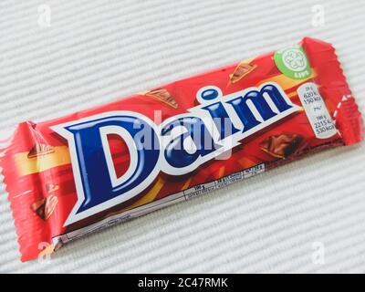 Daim chocolate bar. Daim sweets are candies from Sweden made with milk ...