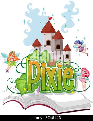 Pixie logo with little fairies on white background illustration Stock ...