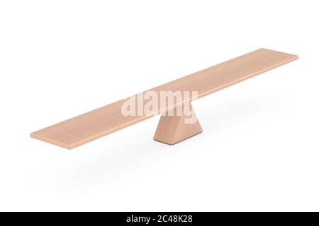 Balance Concept. Wooden Board Plank Balancing on a Wooden Triangle as ...