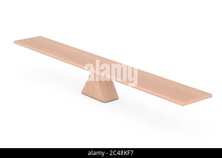 Balance Concept. Wooden Board Plank Balancing on a Wooden Triangle as ...