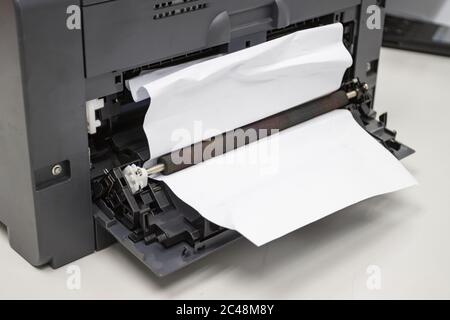 Paper A4 Stuck In Printer At Office, concept repair printer Stock Photo ...