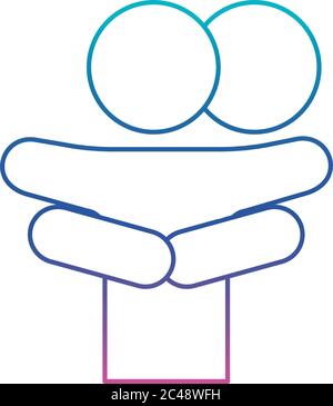 humans avatars hugging degraded line style icon design of love passion ...