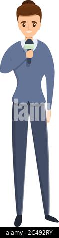 Mic tv presenter icon. Cartoon of mic tv presenter vector icon for web ...