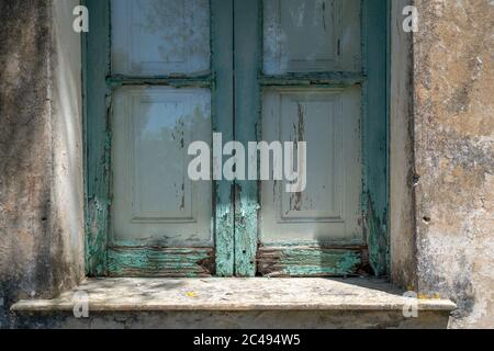 antique wooden window frames eroded by time Stock Photo - Alamy